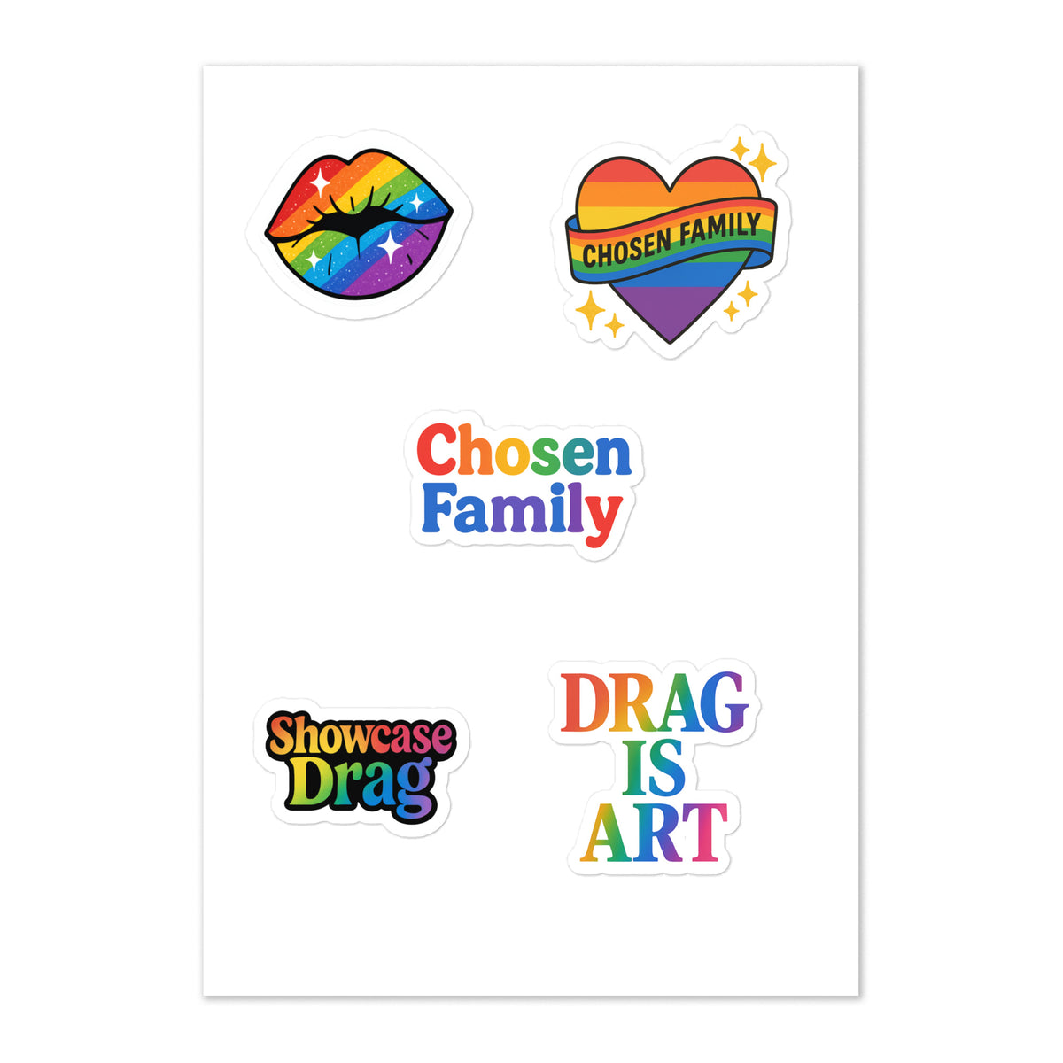Rainbow Drag LGBTQIA+ Sticker Sheet – Showcase Drag